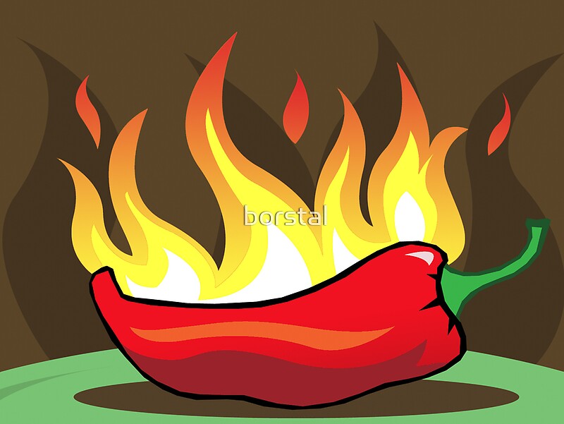 "Flaming hot chilli" by borstal | Redbubble
