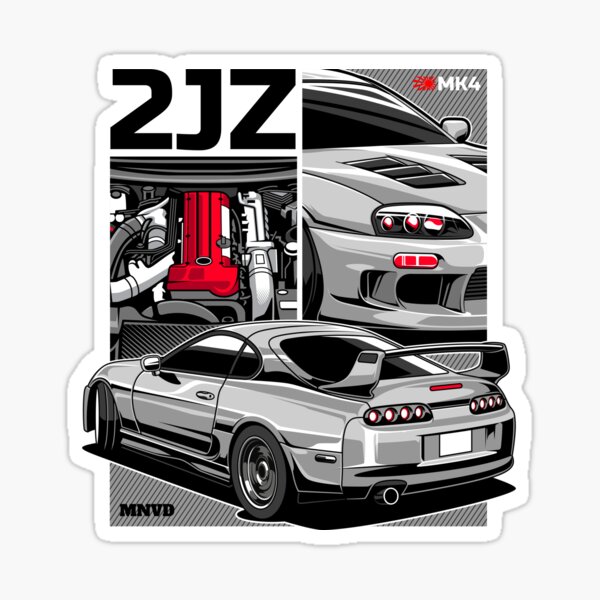 "2JZ Toyota Supra Car Drawing" Sticker for Sale by mohalldi | Redbubble