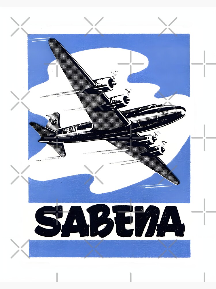 "SABENA DC-6 Vintage Travel Poster 50's" Sticker for Sale by Mitch ...