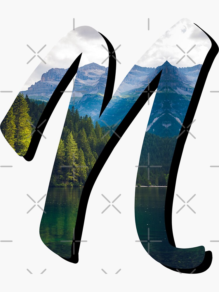 "Letter N Monogram Script Initial Forest Mountain Lake Variant ...