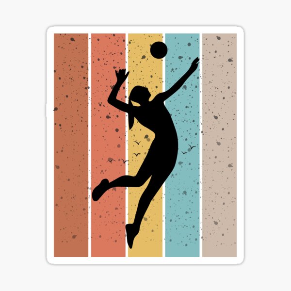 "Volleyball Spiker in Silhouette Beautiful Vintage Colorful Background ...