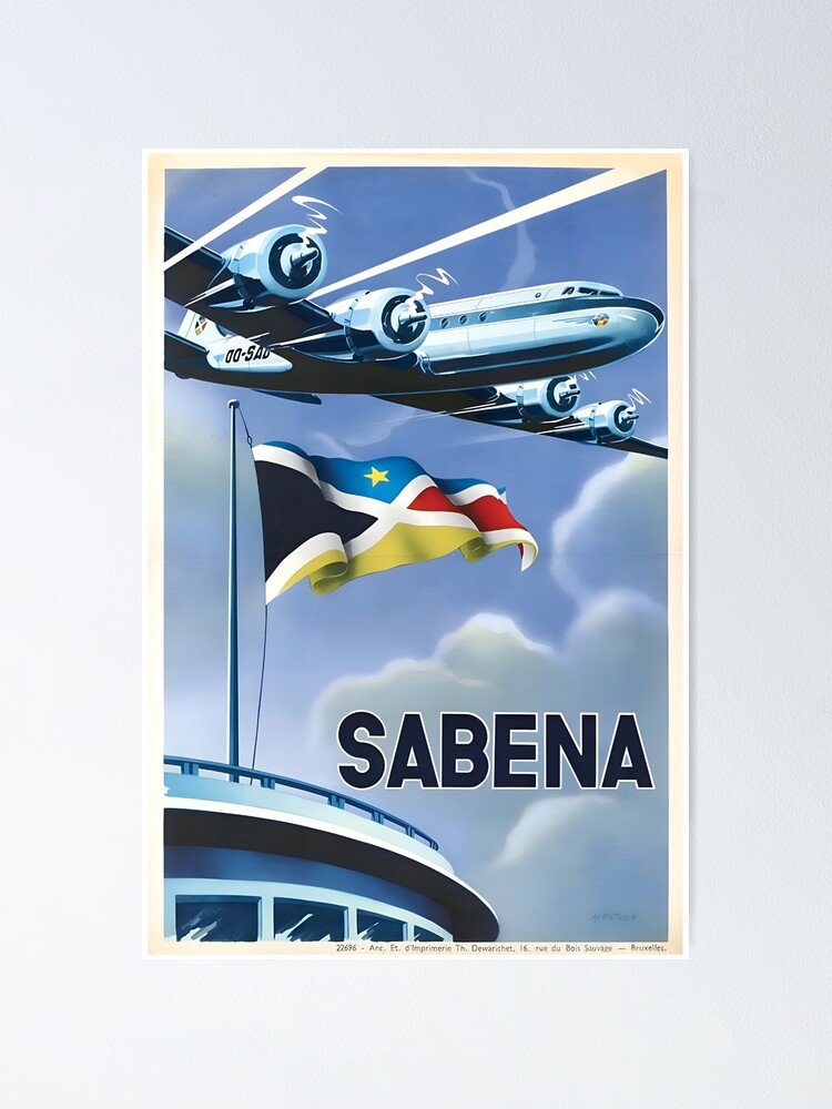"SABENA DC-6 and Flag Vintage Travel Poster 50's" Poster for Sale by ...