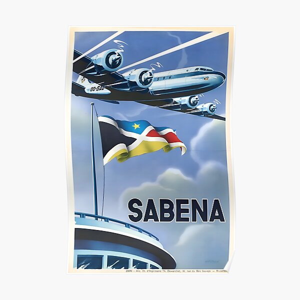 "SABENA DC-6 and Flag Vintage Travel Poster 50's" Poster for Sale by ...