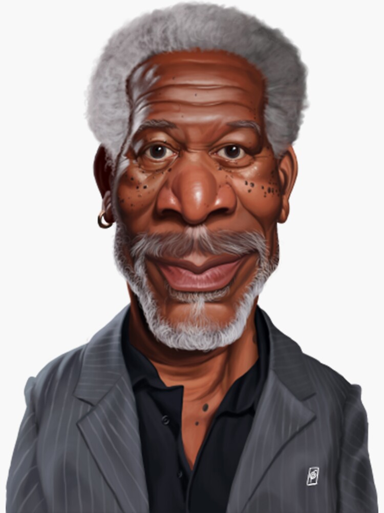 "Morgan Freeman Cartoon" Sticker for Sale by ognarmarb | Redbubble