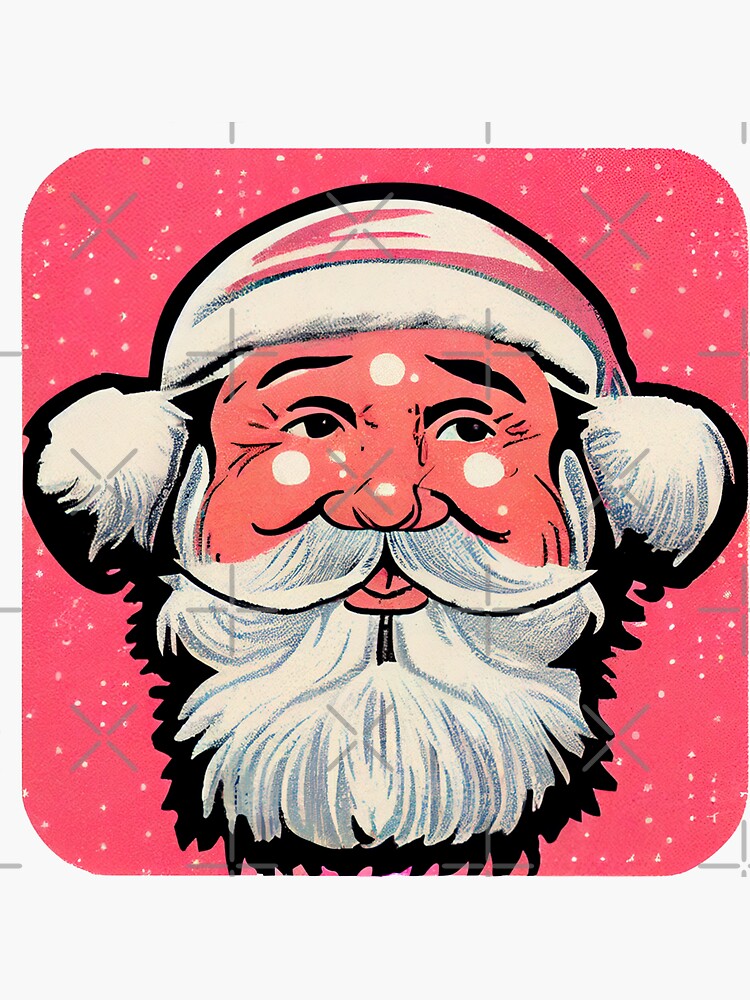 "Pink Retro Santa Clause" Sticker for Sale by Ironicdoll | Redbubble