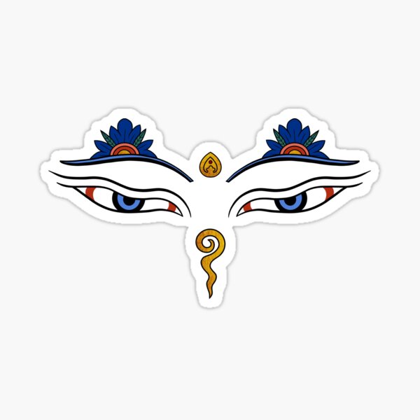 "EYES OF BUDDHA-gold" Sticker for Sale by bananaflamingo | Redbubble