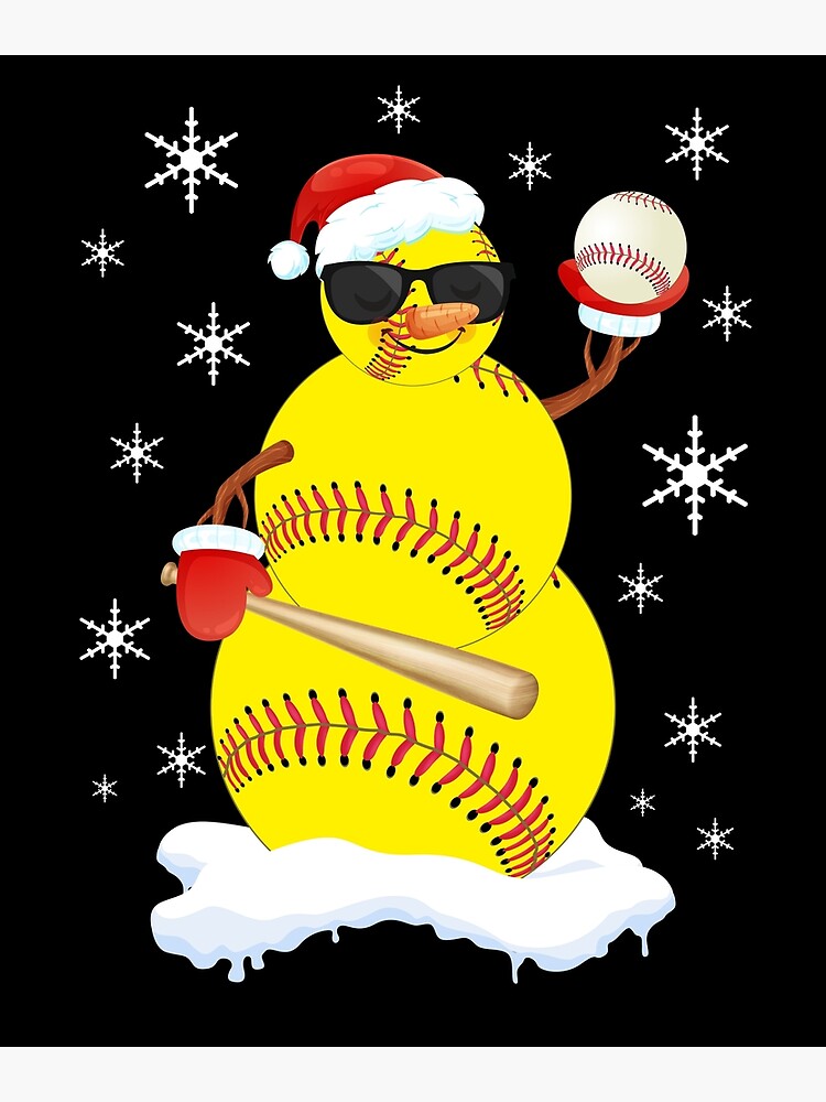 "Softball christmas funny softball snowman" Poster for Sale by ...