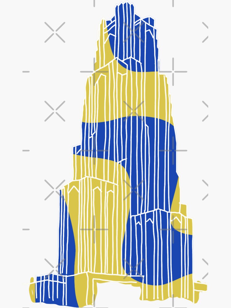 "Blue and yellow groovy - Cathedral of Learning" Sticker for Sale by ...