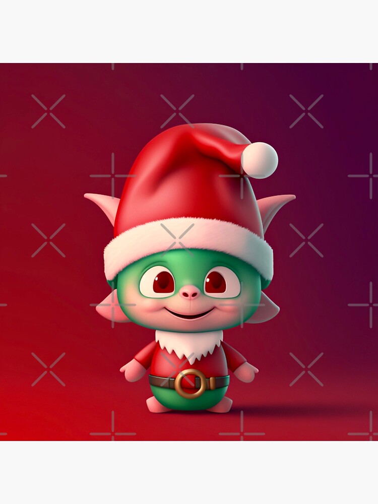 "Cute Green Alien Christmas Elf Wearing Santa Outfit" Sticker for Sale ...