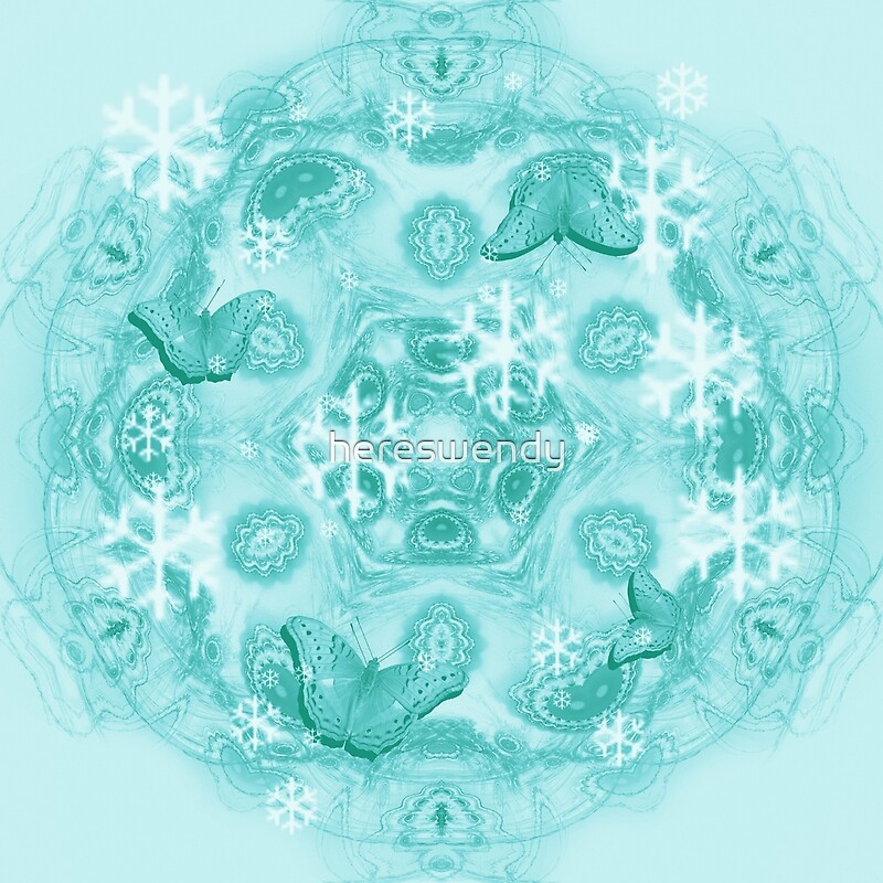 "Butterflies and snow in blue" by hereswendy | Redbubble