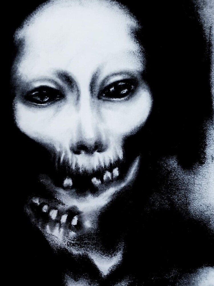"Scary horror skull aesthetic charcoal painting portrait artwork goth ...