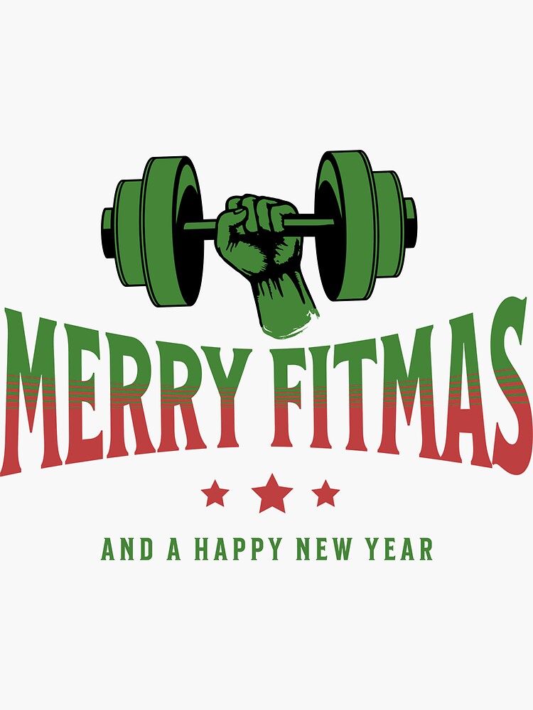 "Merry fitmas and a happy new year dumbell hand" Sticker for Sale by ...
