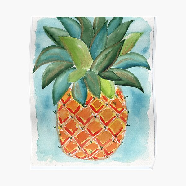 "Tropical watercolor pineapple fruit art" Poster for Sale by ...