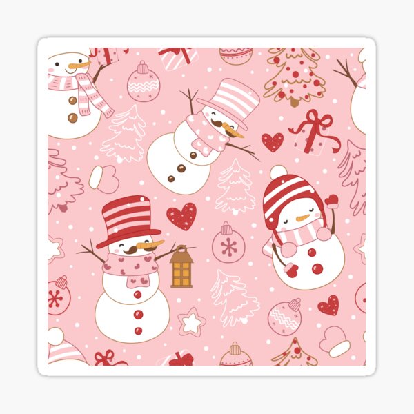 "Cute Pink Christmas Snowman Winter Wonderland Patterns-Trending Merry ...