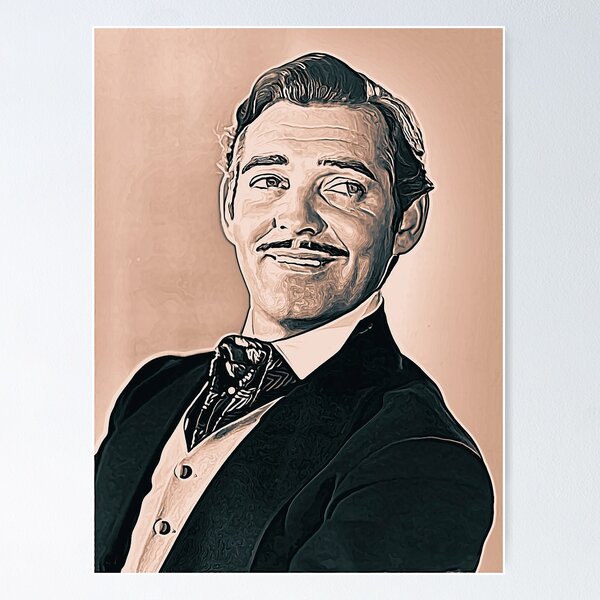 "Clark Gable Art - vintage painting - D57" Poster by DecoWords | Redbubble