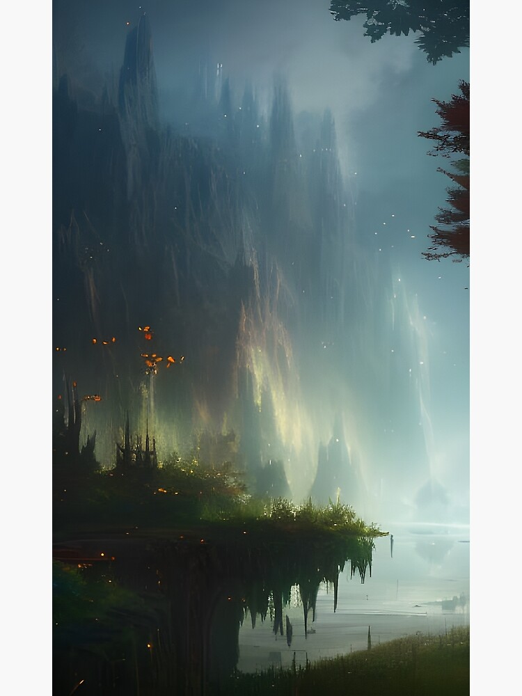 "Green magic fantasy world with mountains" Poster for Sale by banzay89 ...