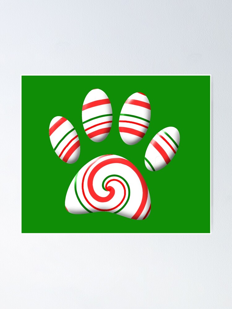 "Peppermint Swirl Dog Paw In Red Green White" Poster for Sale by Almdrs ...