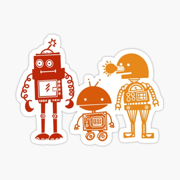 "Red and orange robots " Sticker for Sale by acbcesarz | Redbubble