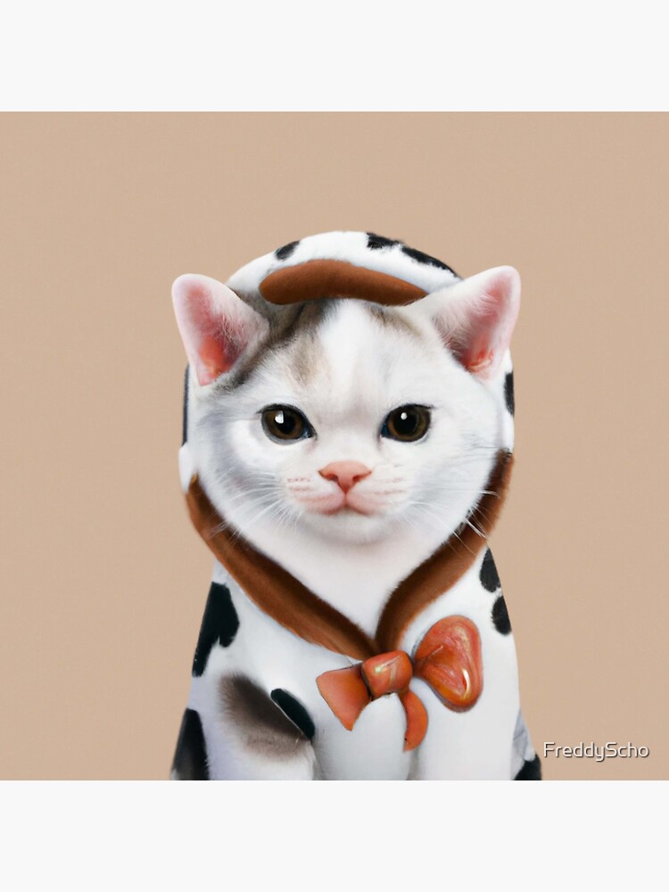 "Cat in cow costume" Sticker for Sale by FreddyScho | Redbubble