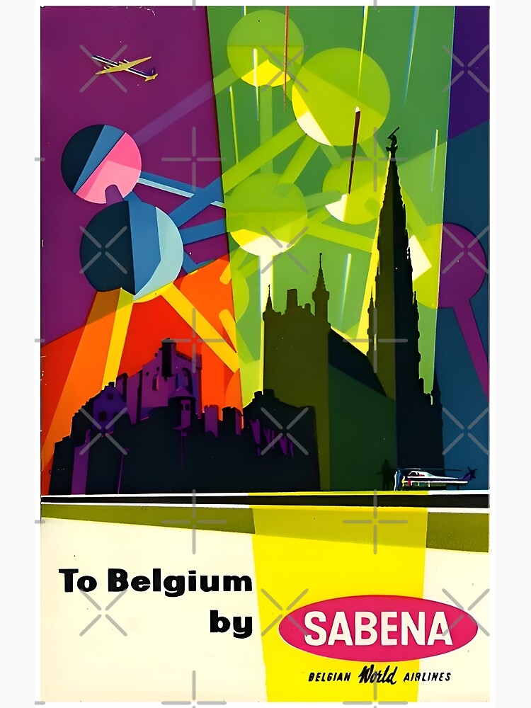"SABENA Vintage Atomium Publicity Travel Poster 60's" Poster for Sale ...
