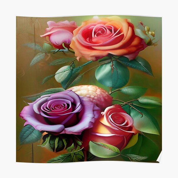 "bouquet of red, rose and purple roses" Poster for Sale by ValleyDream ...