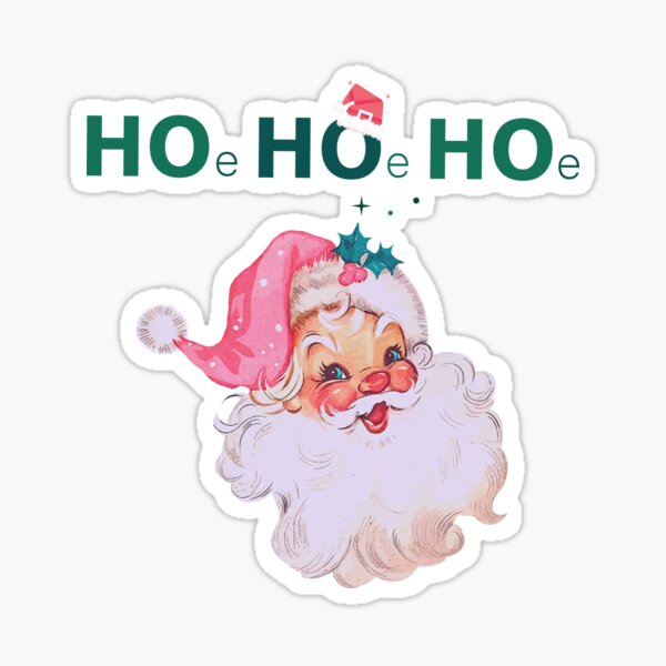 "Retro Vintage Pink Santa clause- HO HO HO" Sticker for Sale by ...