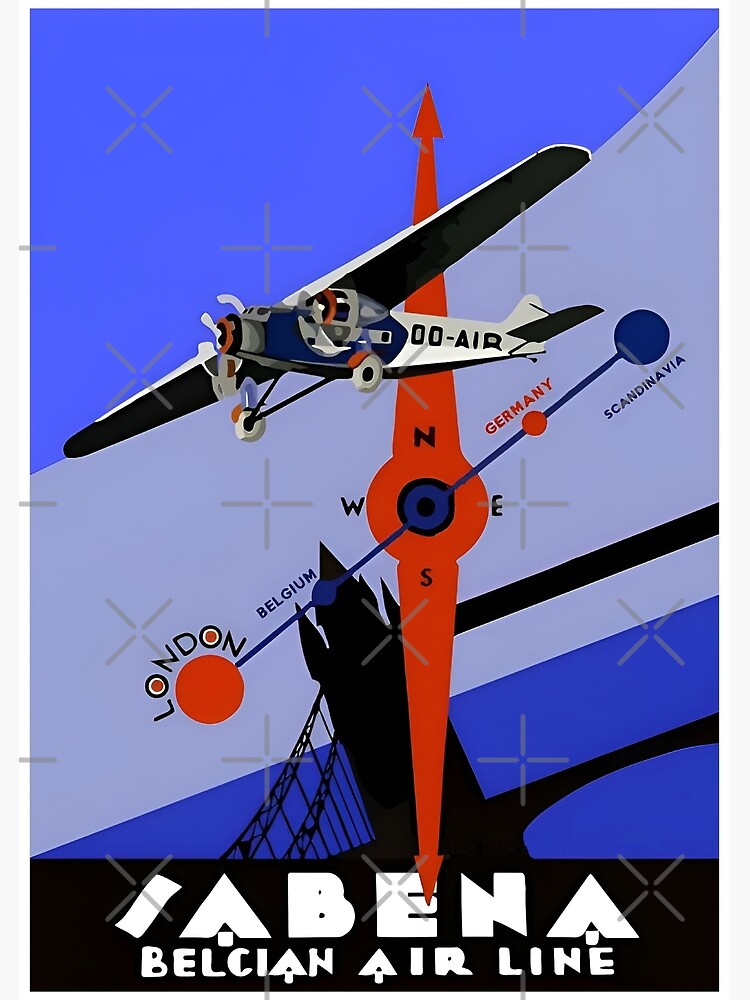 "SABENA Vintage London to Scandinavia Publicity Travel Poster 30's ...