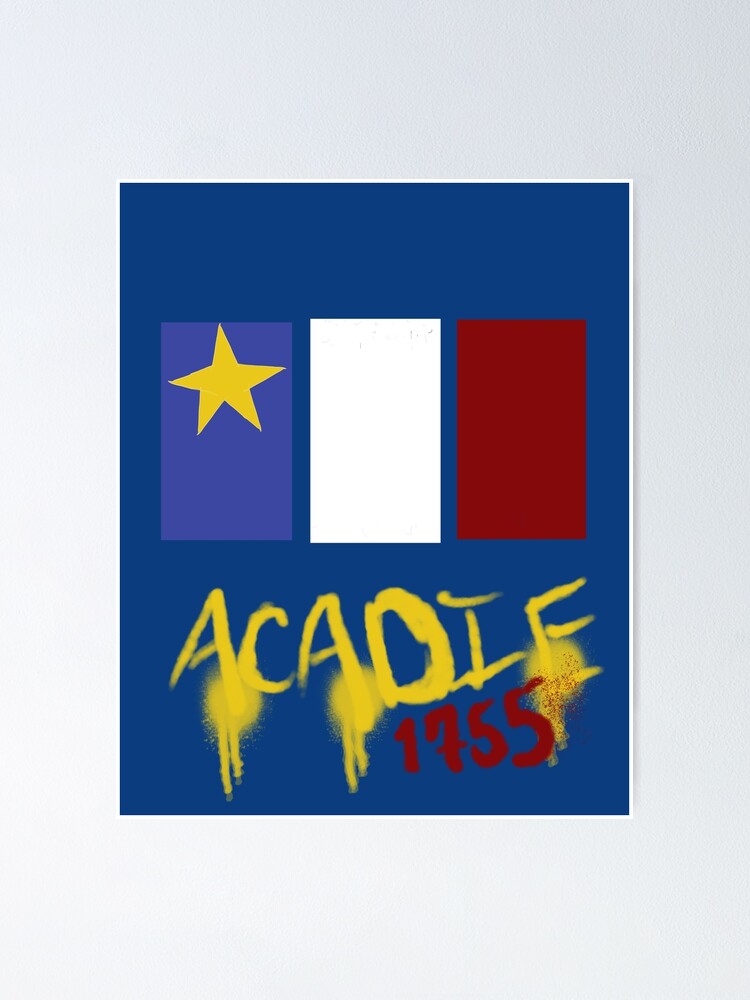 Póster «Bandera de Acadien con texto liso de Acadie 1755 debajo ...