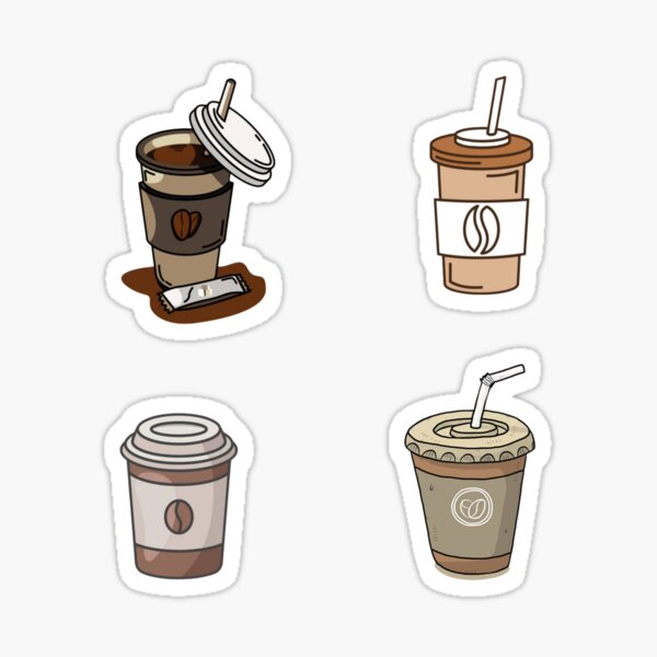 "Coffee sticker pack coffee set X4" Sticker for Sale by redakhatib ...