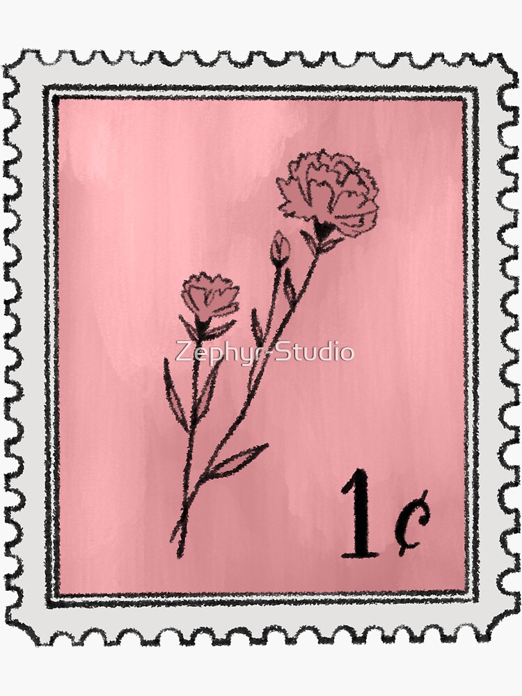 "January Birth Flower Carnation Stamp" Sticker for Sale by Zephyr ...