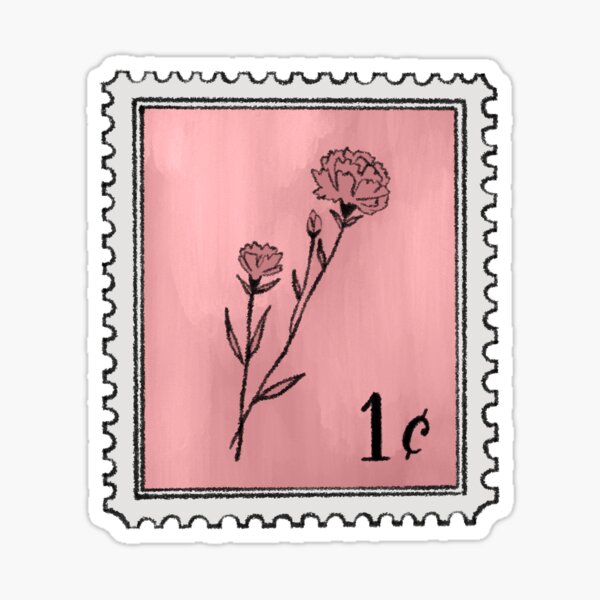 "January Birth Flower Carnation Stamp" Sticker for Sale by Zephyr ...
