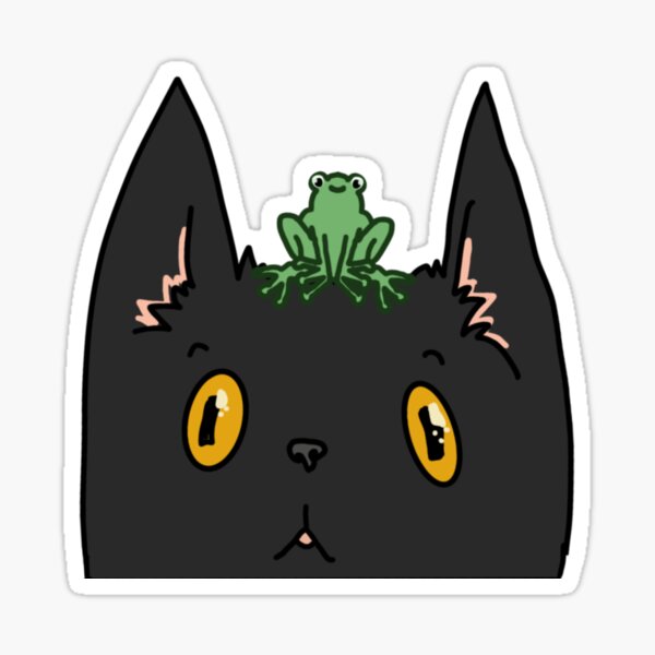 "Frog on cat" Sticker for Sale by marnilauren | Redbubble