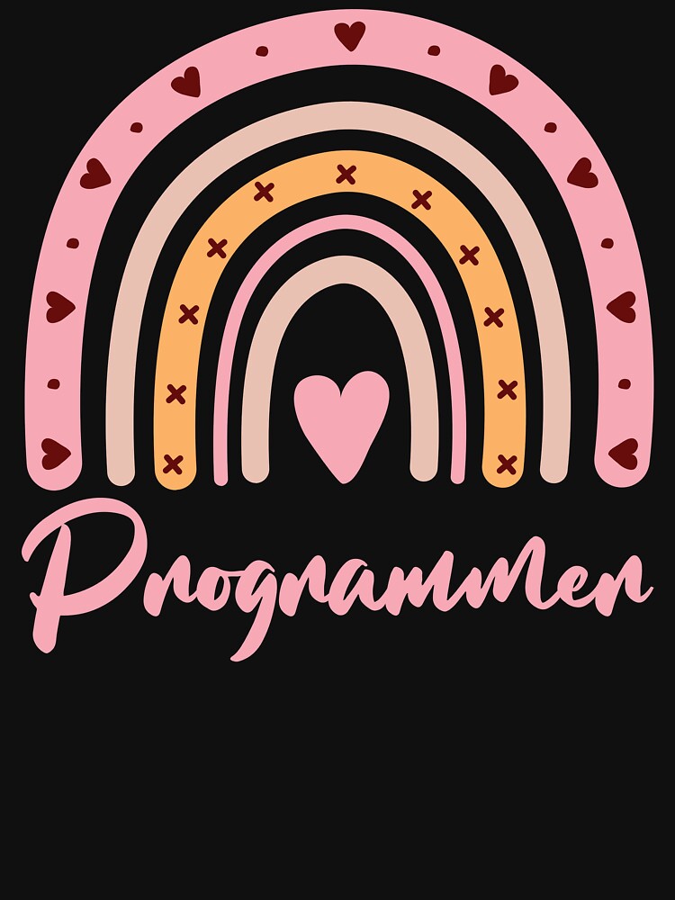 Programmer Boho Cute Pink Rainbow Mom Wife Coding Funny Computer Programmer T Shirt For Sale