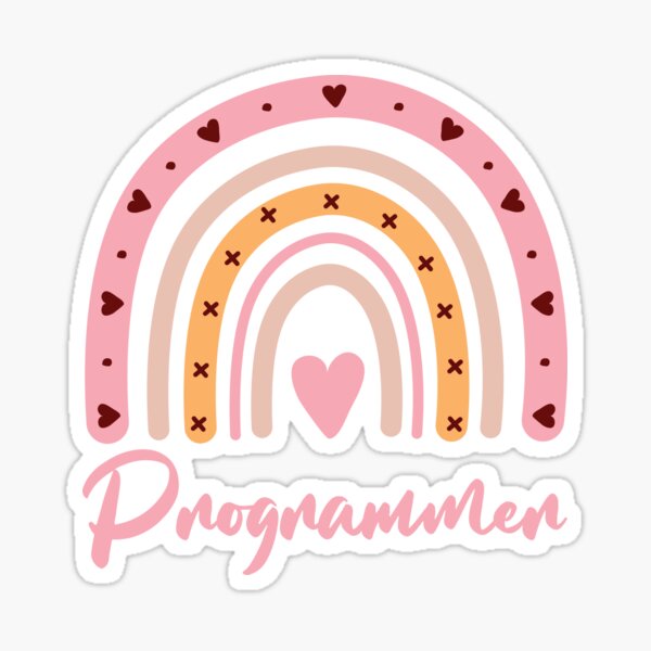 Programmer Boho Cute Pink Rainbow Mom Wife Coding Funny Computer Programmer Sticker For Sale 