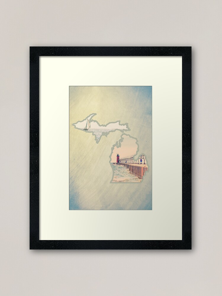 "Michigan Mitten 2" Framed Art Print for Sale by Kadwell | Redbubble