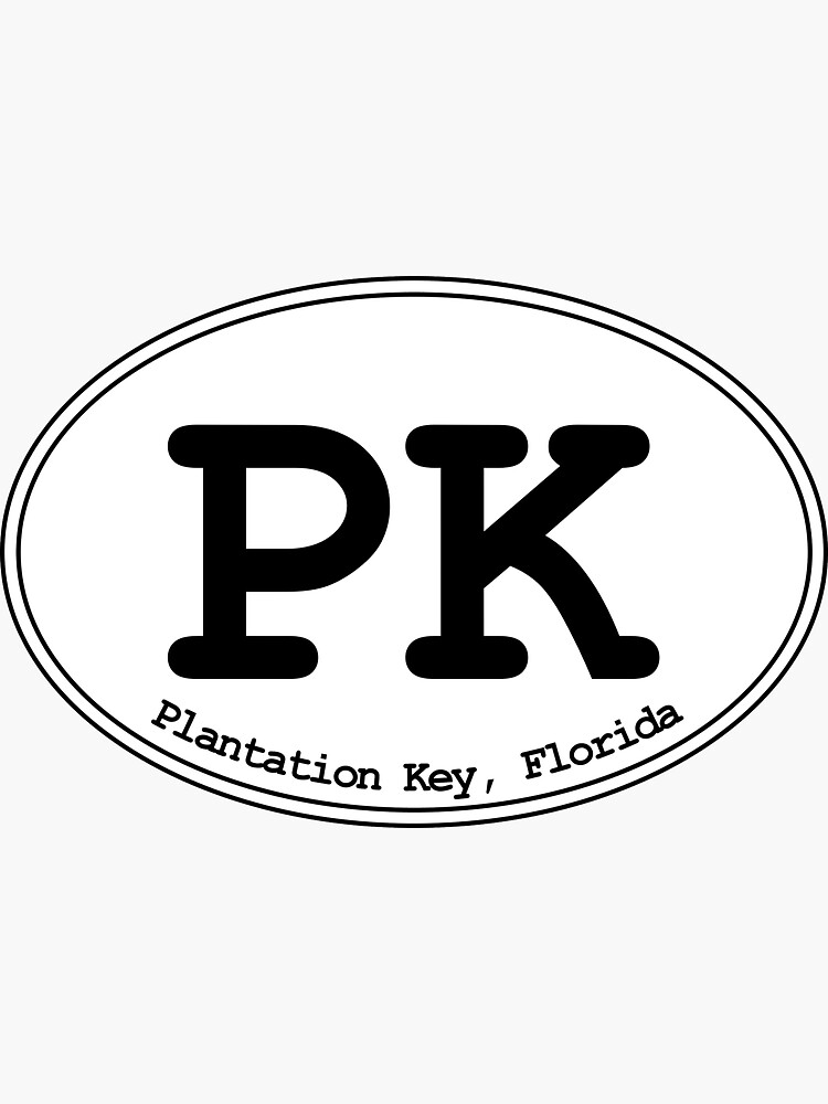 "PK - Plantation Key Florida Oval Design" Sticker for Sale by ...