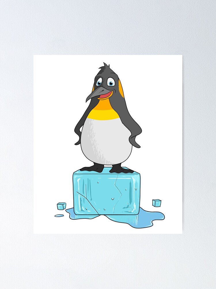 "Penguin on ICE / Penguin on a block of ice" Poster by NoriTEEs | Redbubble