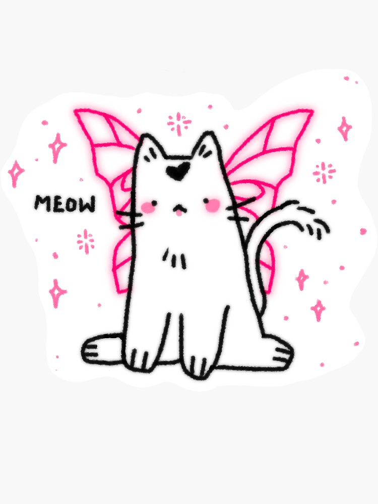 "pink fairy cat" Sticker for Sale by kunxdux | Redbubble