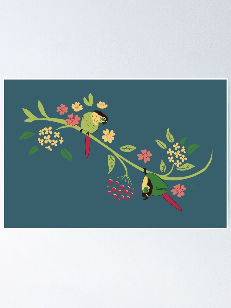 "Green cheek conures - vignette" Poster for Sale by selfproclaimd ...