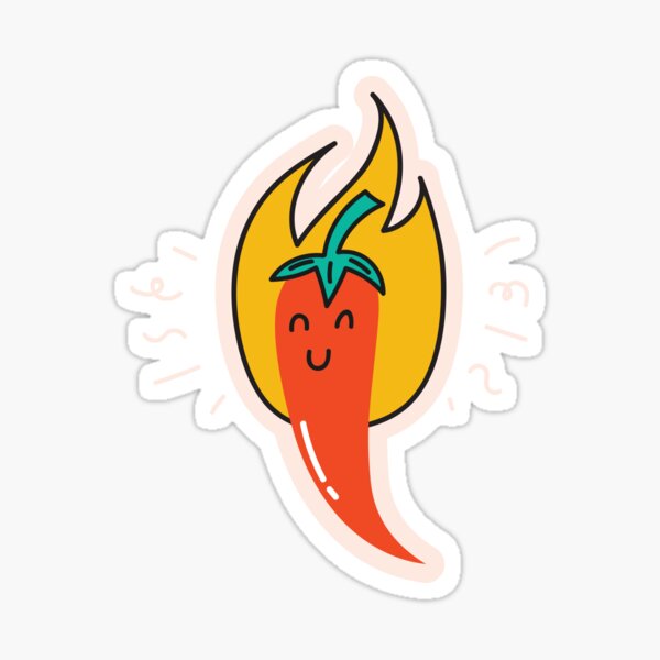 "Firey Chilli Pepper with Flame Smiling" Sticker for Sale by ...