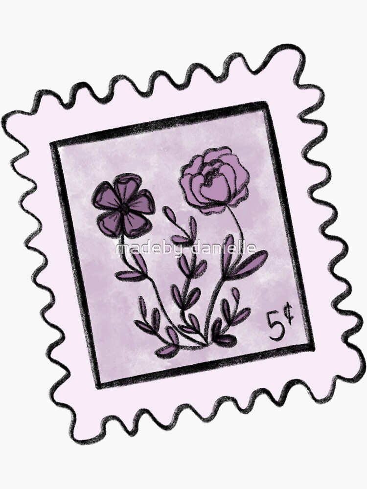 "Purple Post Stamp" Sticker for Sale by madeby-danielle | Redbubble
