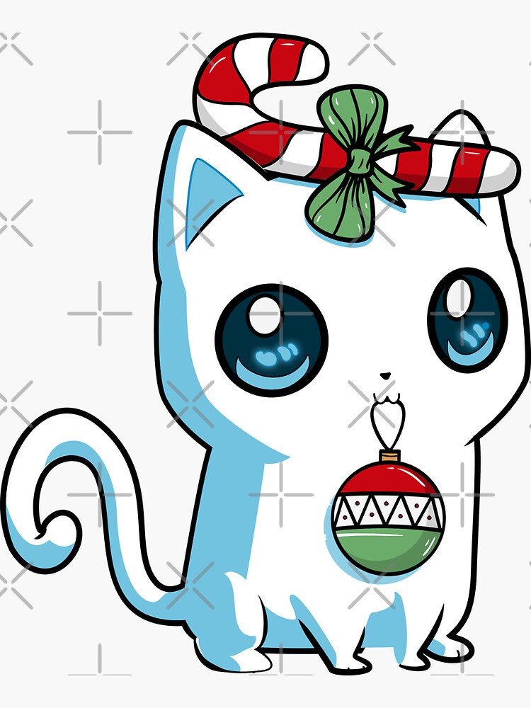 "Cute Cat Xmas - Meowy Christmas" Sticker for Sale by HippoSynthwave ...
