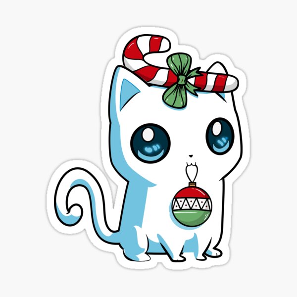 "Cute Cat Xmas - Meowy Christmas" Sticker for Sale by HippoSynthwave ...