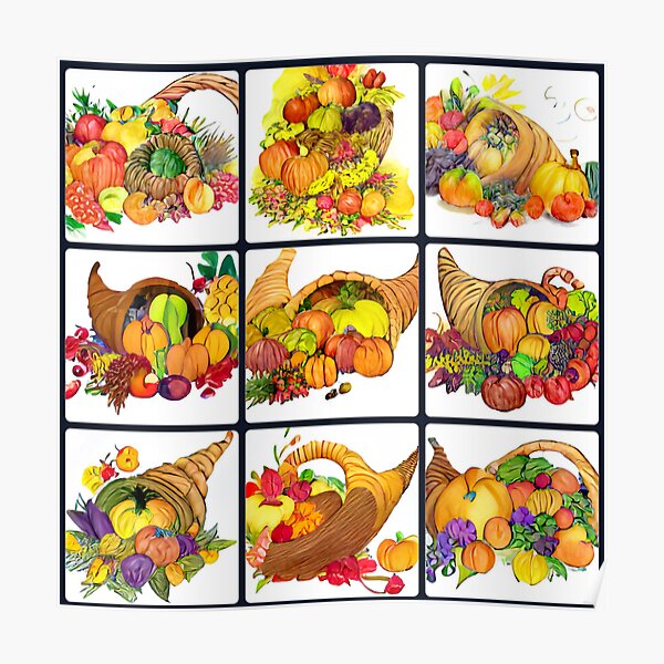 "Thanksgiving Cornucopia art / Food, Feast, Dinner, Grateful art ...
