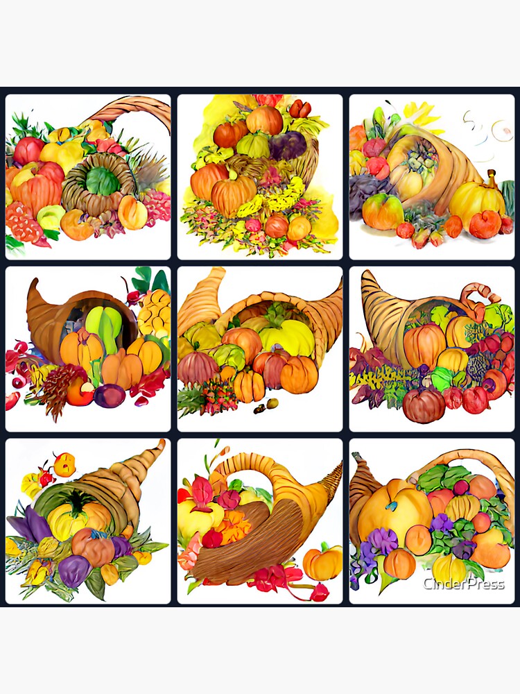 "Thanksgiving Cornucopia art / Food, Feast, Dinner, Grateful art ...