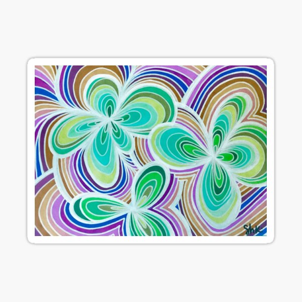 "Retro Flowers 1 (Inverted)" Sticker for Sale by sarahkathart90 | Redbubble