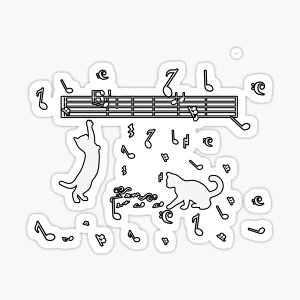 "White cats and musical notes" Sticker for Sale by Artbellachi | Redbubble