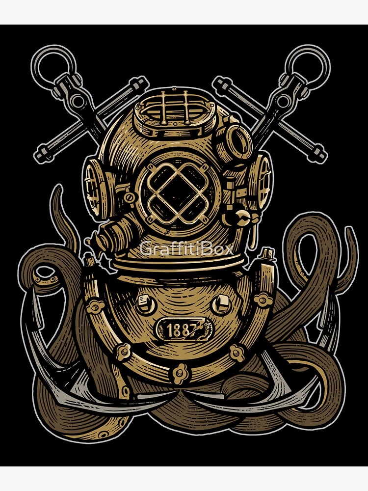 "Octopus Diver" Sticker for Sale by GraffitiBox | Redbubble