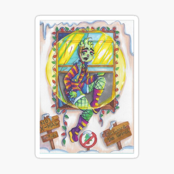 "punk grinch" Sticker for Sale by Bunnycreations | Redbubble