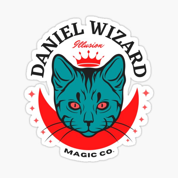 Pegatina «NOMBRE DE DANIEL: DISEÑO DEL GATO MÁGICO DEL MAGO VERDE DE ...